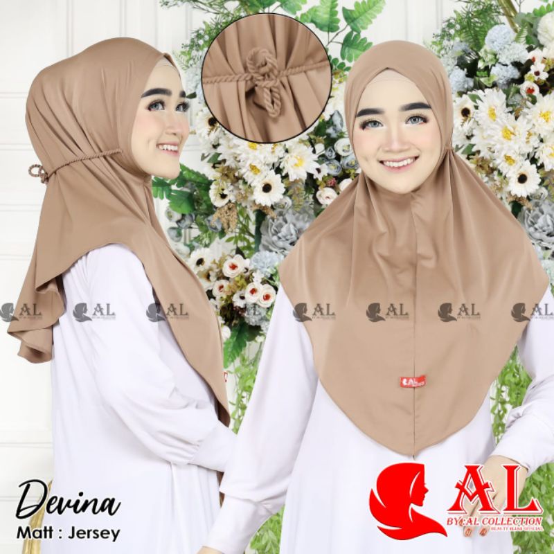 Jual Hijab Instan Bergo DEVINA NON PED tali kepang jersey premium kerudung instan bergo maryam ...
