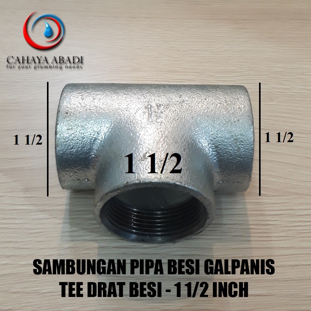 Jual TEE BESI 1 1/2 INCH - SAMBUNGAN PIPA BESI GALVANIS - GALUNGGUNG ...