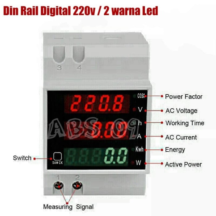 Jual Voltmeter Digital Volt Watt Kwh Ampere Cosphi Meter Ac 220V Ac220V ...