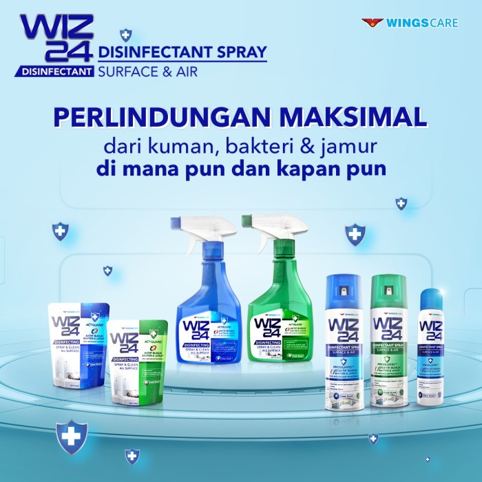 Jual WIZ 24 Disinfectant Spray & Clean - Clean Scent 450ml x 3 pcs | Shopee Indonesia