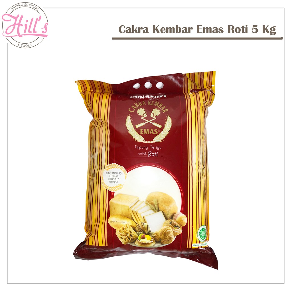 Jual CAKRA KEMBAR EMAS ROTI 5 kg / TEPUNG BOGASARI PROTEIN TINGGI 5kg ...