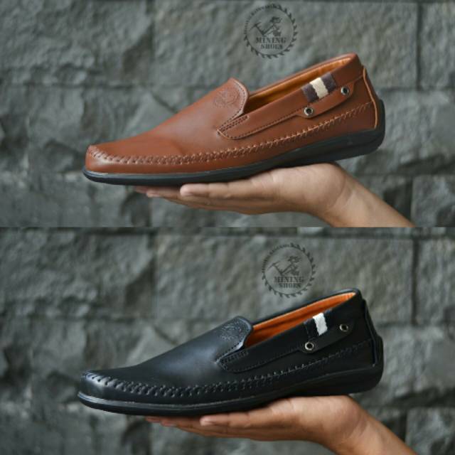 Jual [COD] sepatu slop pria original mining / slip on pria pansus bahan ...