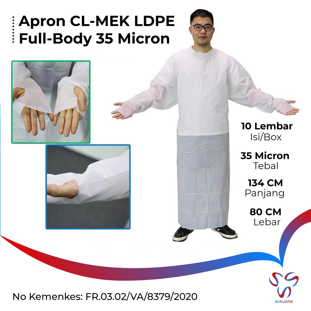 Jual APRON CELEMEK PLASTIK MEDIS SEKALI PAKAI 35 MICRON / DISPOSABLE ...