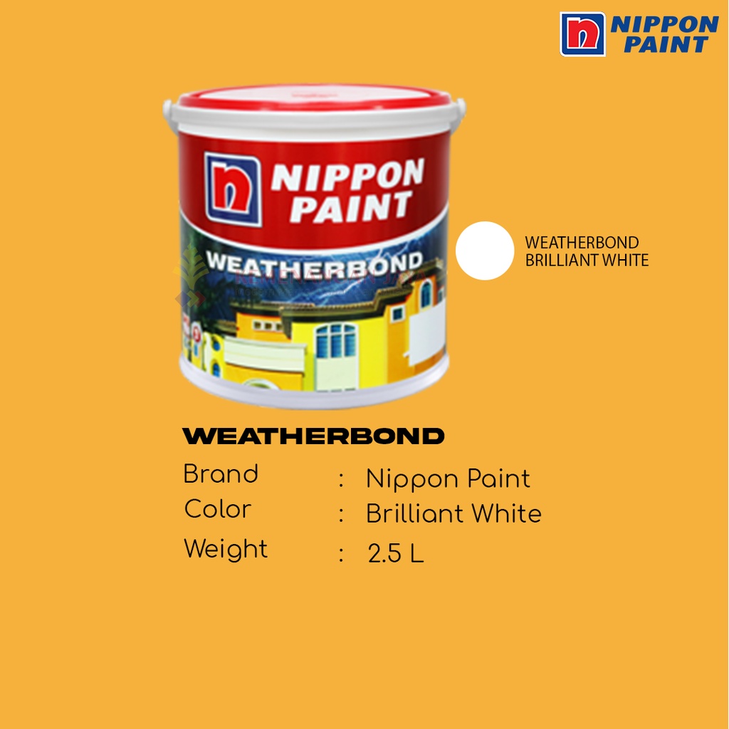 Jual CAT NIPPON PAINT WEATHERBOND BRILLIANT WHITE 2.5 KG | Shopee Indonesia
