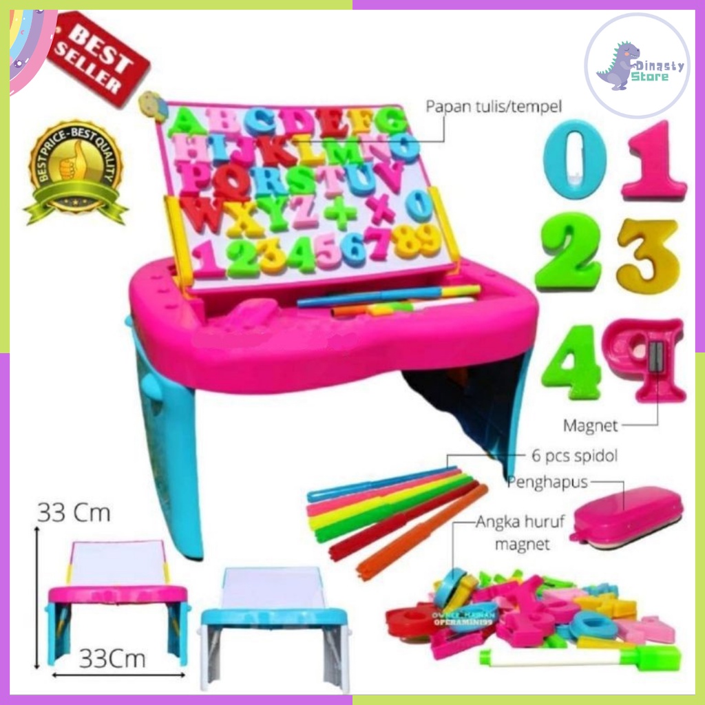 Jual Mainan Meja Belajar Anak Papan Tulis Magnetik Lengkap Set Spidol ...