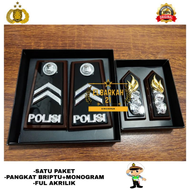 Jual Paket Pangkat Polisi BINTARA Briptu Full Akrilik + MONOGRAM Lis ...