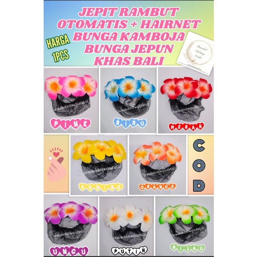 Jual JEPIT RAMBUT OTOMATIS + HAIRNET / HAIRNET BUNGA KAMBOJA KHAS BALI ...