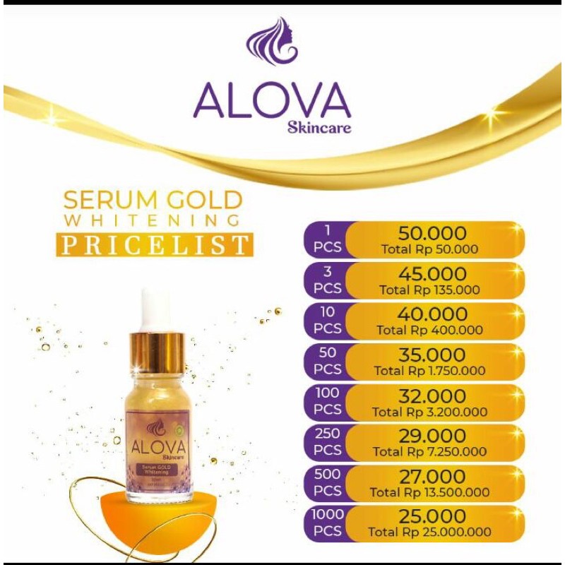 Jual SERUM GOLD Whitening ALOVA SKINCARE ORIGINAL (KEMASAN BARU ...