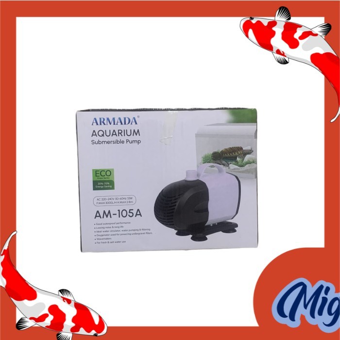 Jual Pompa celup aquarium kolam ikan ARMADA AM 105 A water pump putih ...