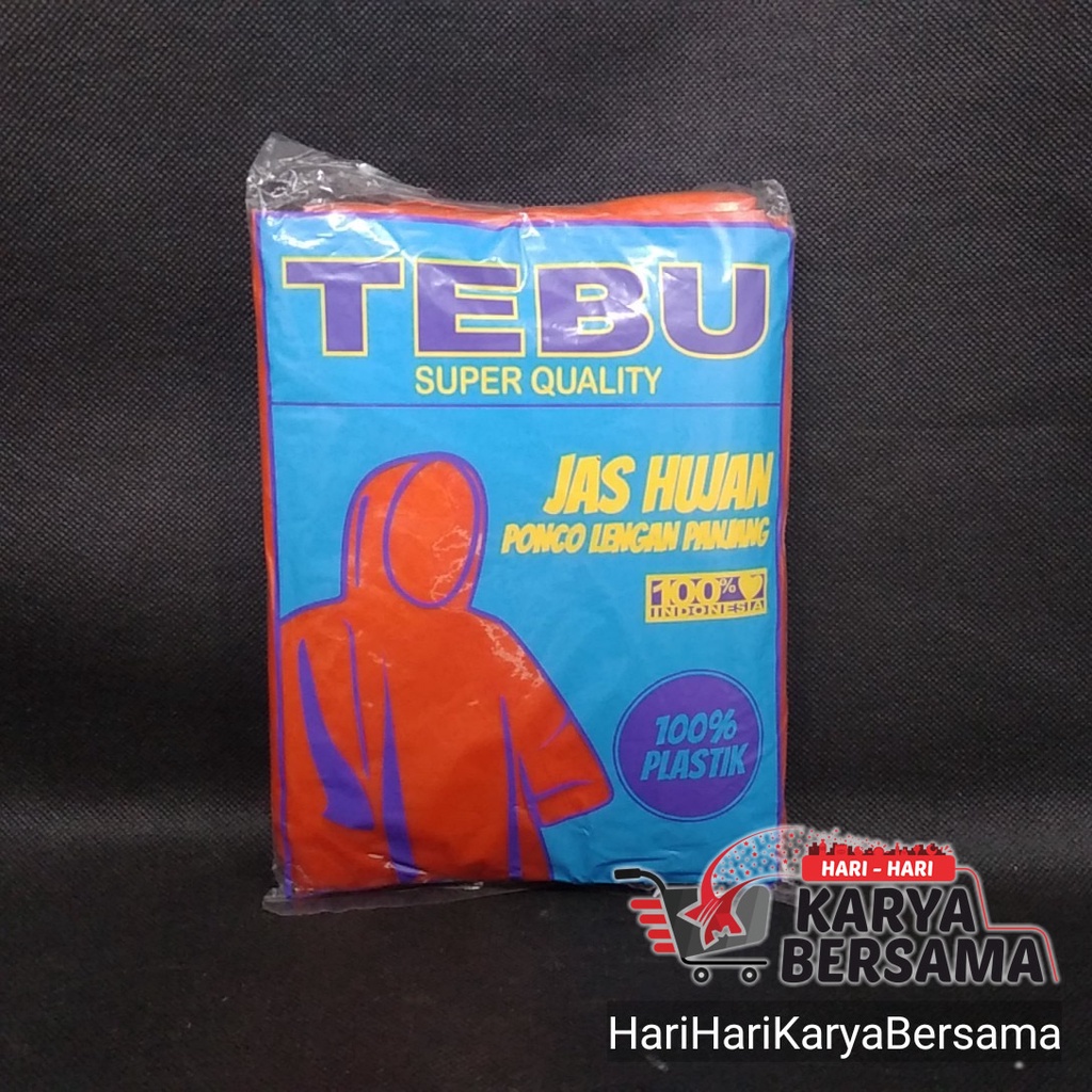 Jual JAS HUJAN PLASTIK PONCO LENGAN PANJANG CAP TEBU ( WARNA RANDOM ...