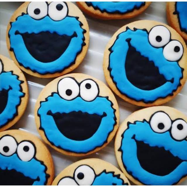 Jual IHANALICIOUS Butter Cookies Tema Elmo Biru Sesame Street (kukis ...