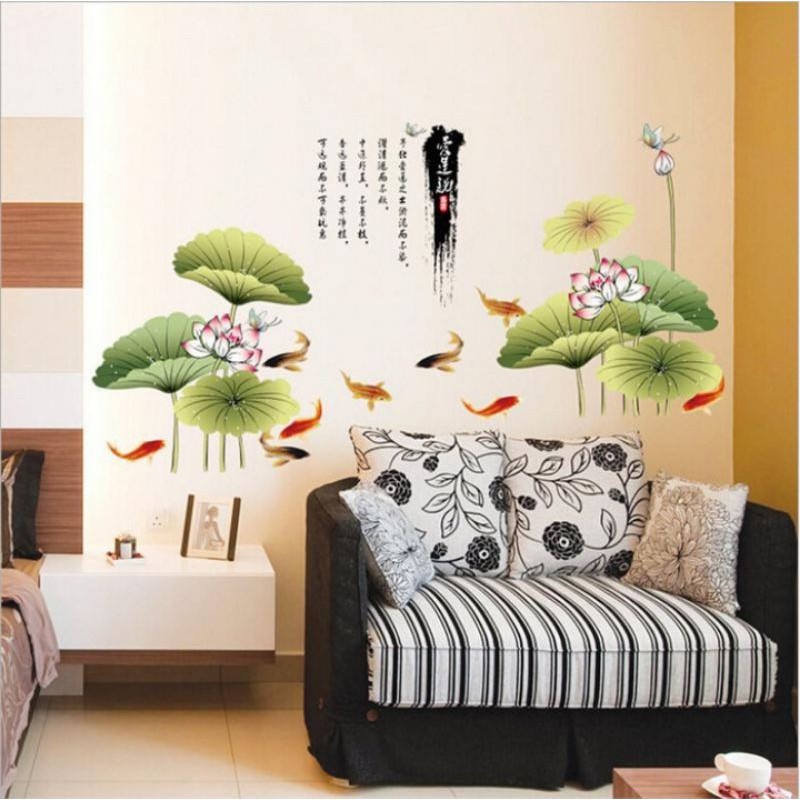 Jual Stiker Dinding wallstiker Double 60x90cm Motif Karakter Lotus Bunga Teratai Dekorasi ...