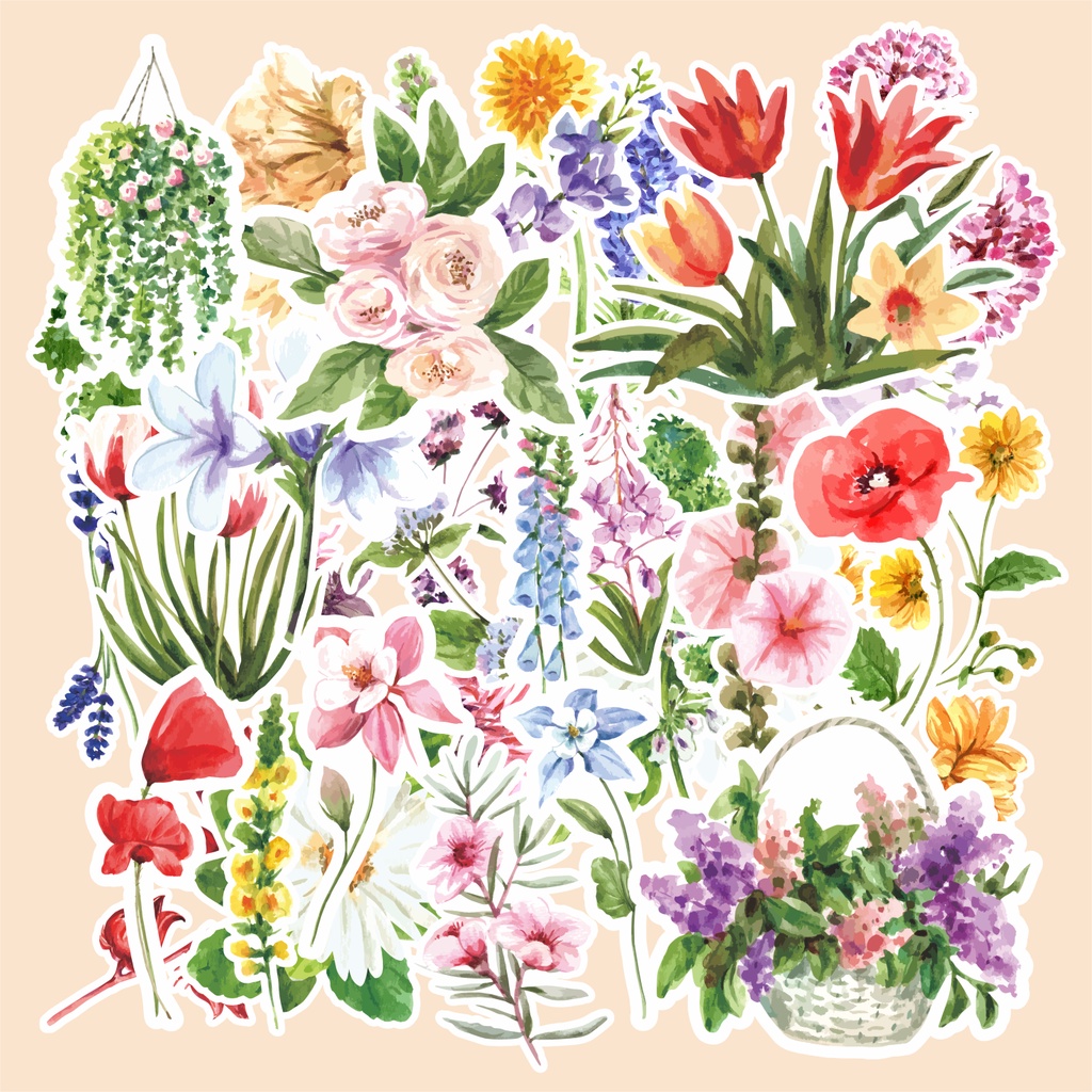 Jual ( 50 pcs )murah stiker satuan tema BUNGA | Shopee Indonesia