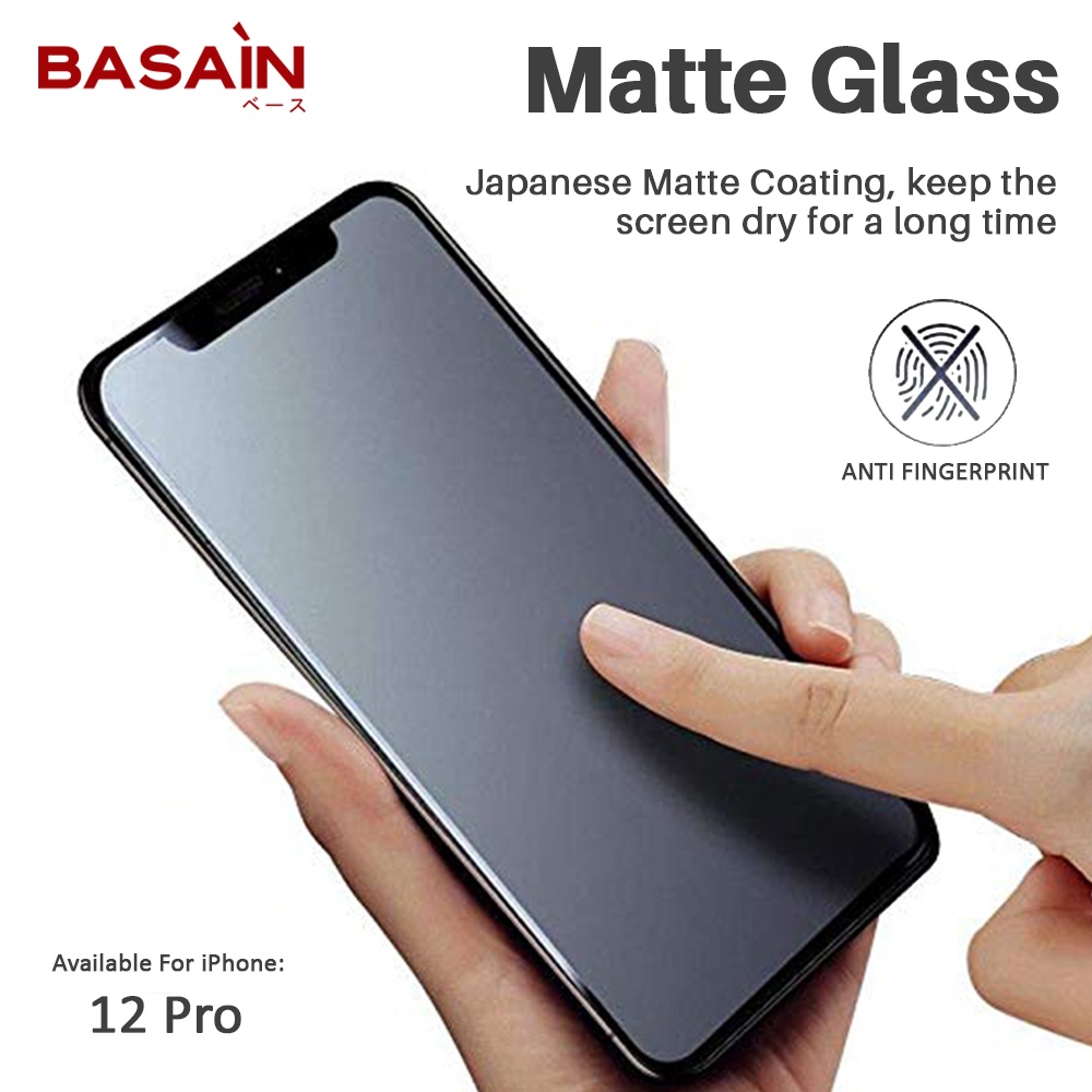 Jual iPhone 12 Pro Matte Glass BASAIN FULL COVERED Tempered Glass ...