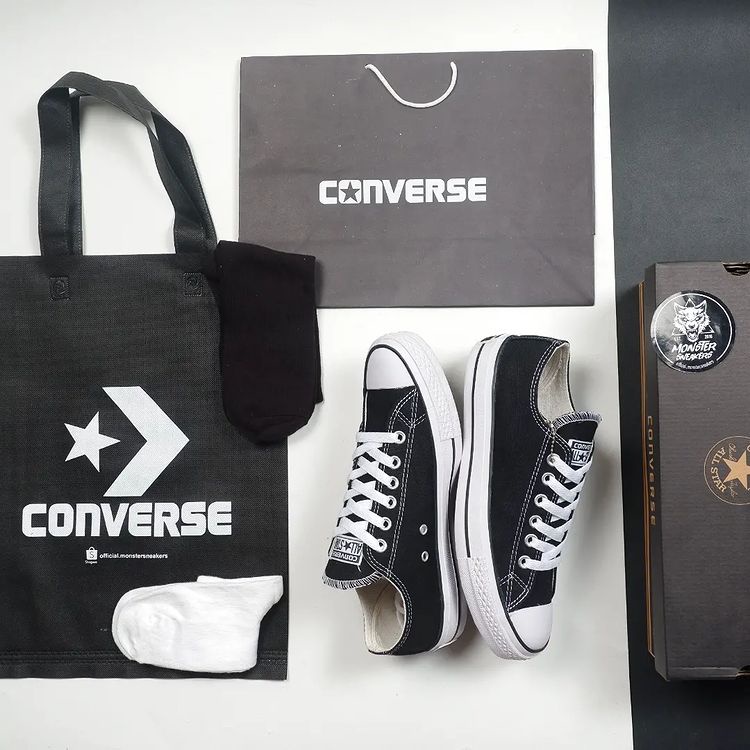 Jual Cons All Star Classic Low Black White BNIB [ Free Paper Bag / Tote ...