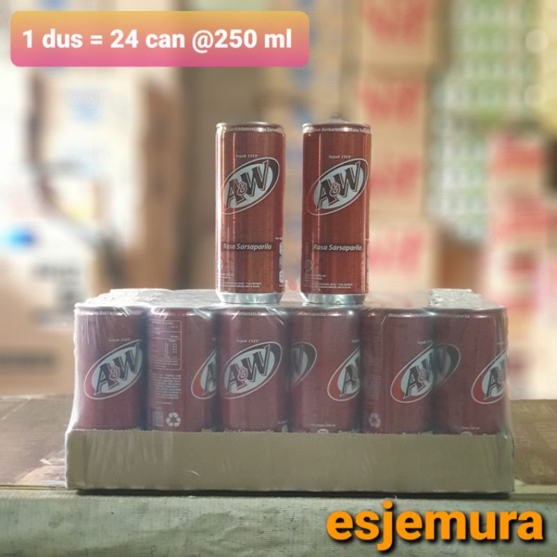 Jual A&W Sarsaparila can / AW Root Beer / per dus isi 24 kaleng ...