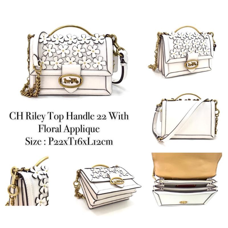 Jual Coach Riley Top Handle 22 With Floral Applique | Shopee Indonesia