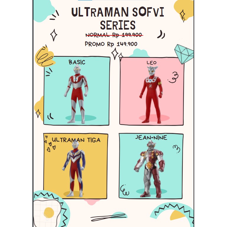 Jual PROMO Super hero Mainan Anak Ultraman Ultra SOFVI Series Murah Robot TIGA LEO JEAN NINE ...