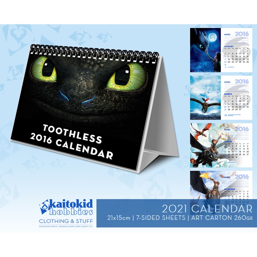 Jual Kalender TOOTHLESS 2023 Calendar Meja Duduk Desain Bebas | Shopee ...