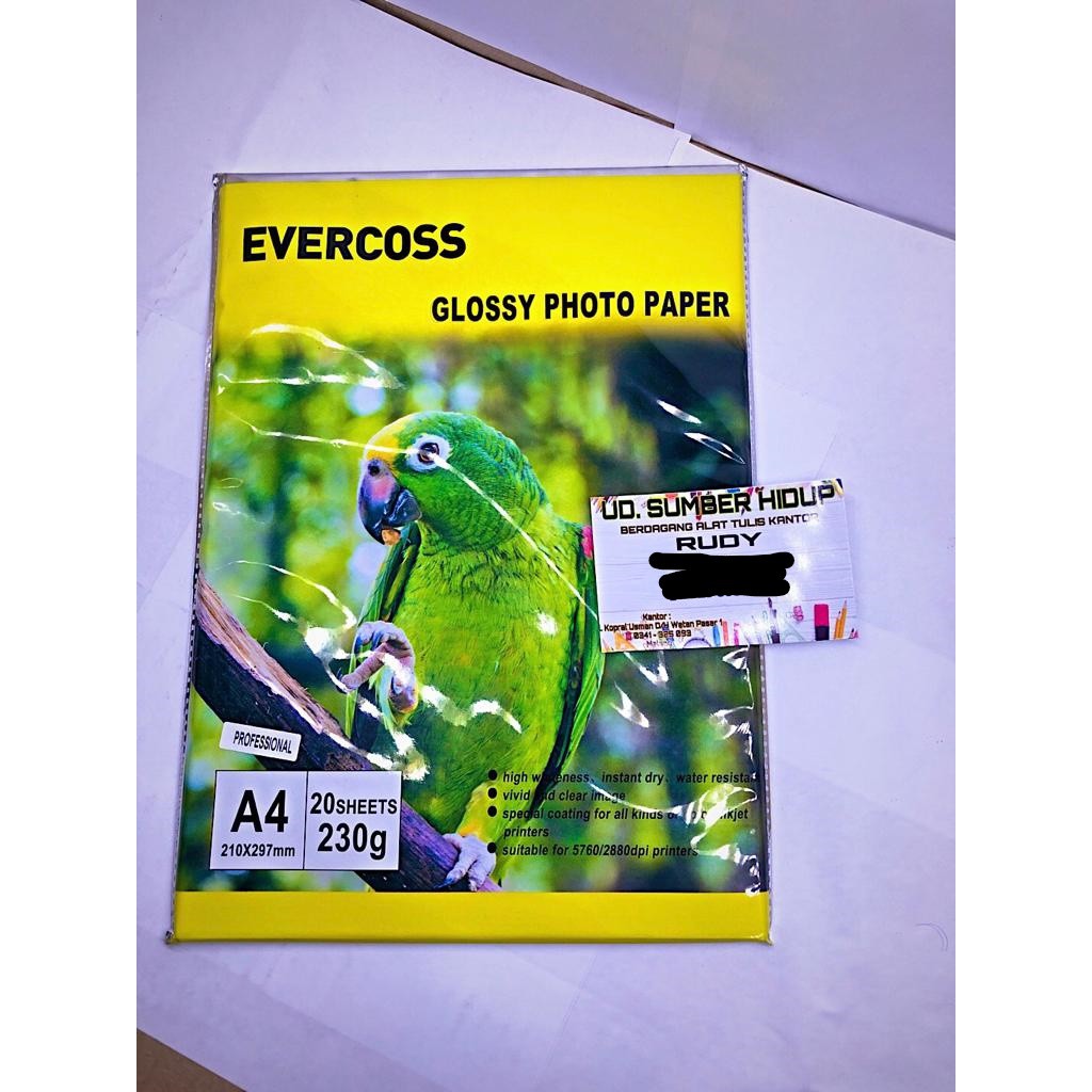 Jual kertas foto EVERCOSS Glossy A4 isi 20 | Shopee Indonesia