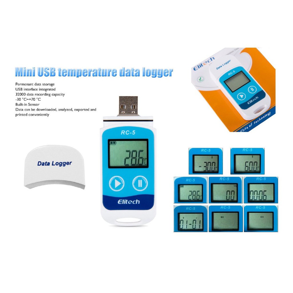 Jual Temperature Data Logger Elitech RC5 Monitor USB Humidity Meter RC ...