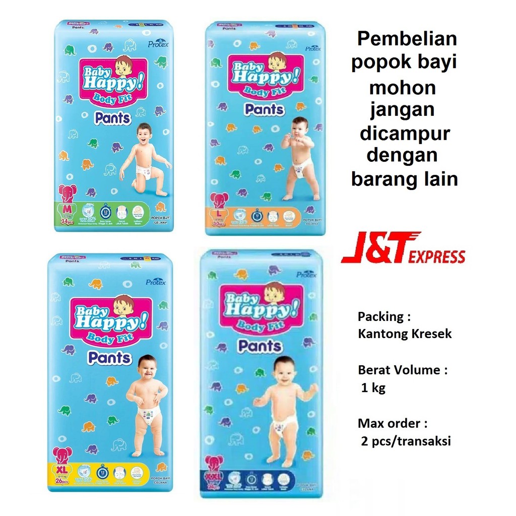 Jual Popok Bayi Baby Happy Body Fit Pants M32 | L28 | XL26 | XXL24 | Shopee Indonesia