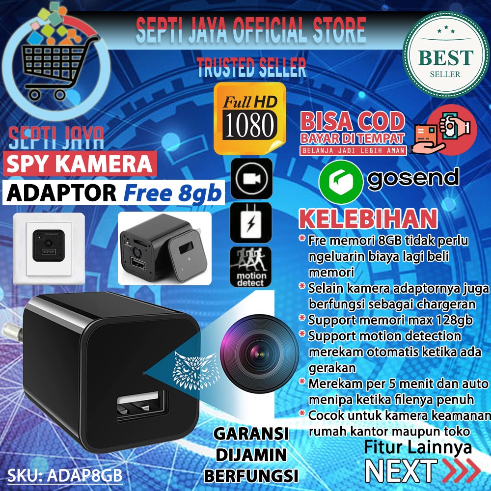 Jual Spy Camera Adaptor USB Charger Free Memori 8Gb Hidden Kamera ...