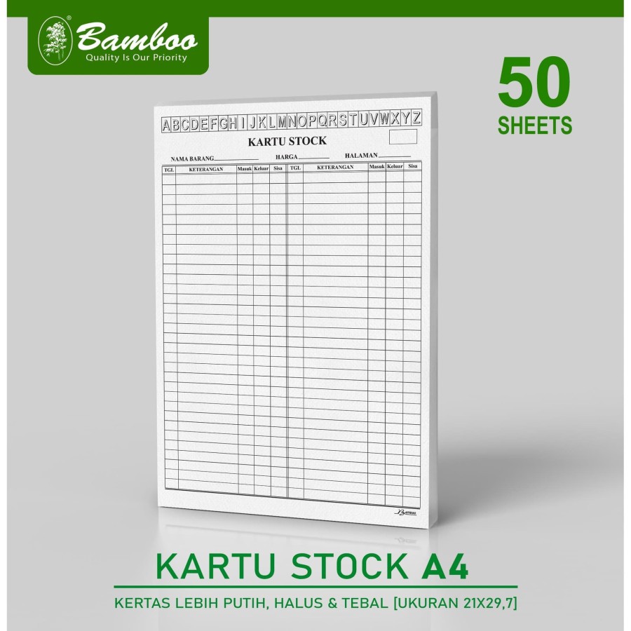 Jual bundle Bamboo Kartu Stock / Stock Card ukuran A4 [100 Sheets ...