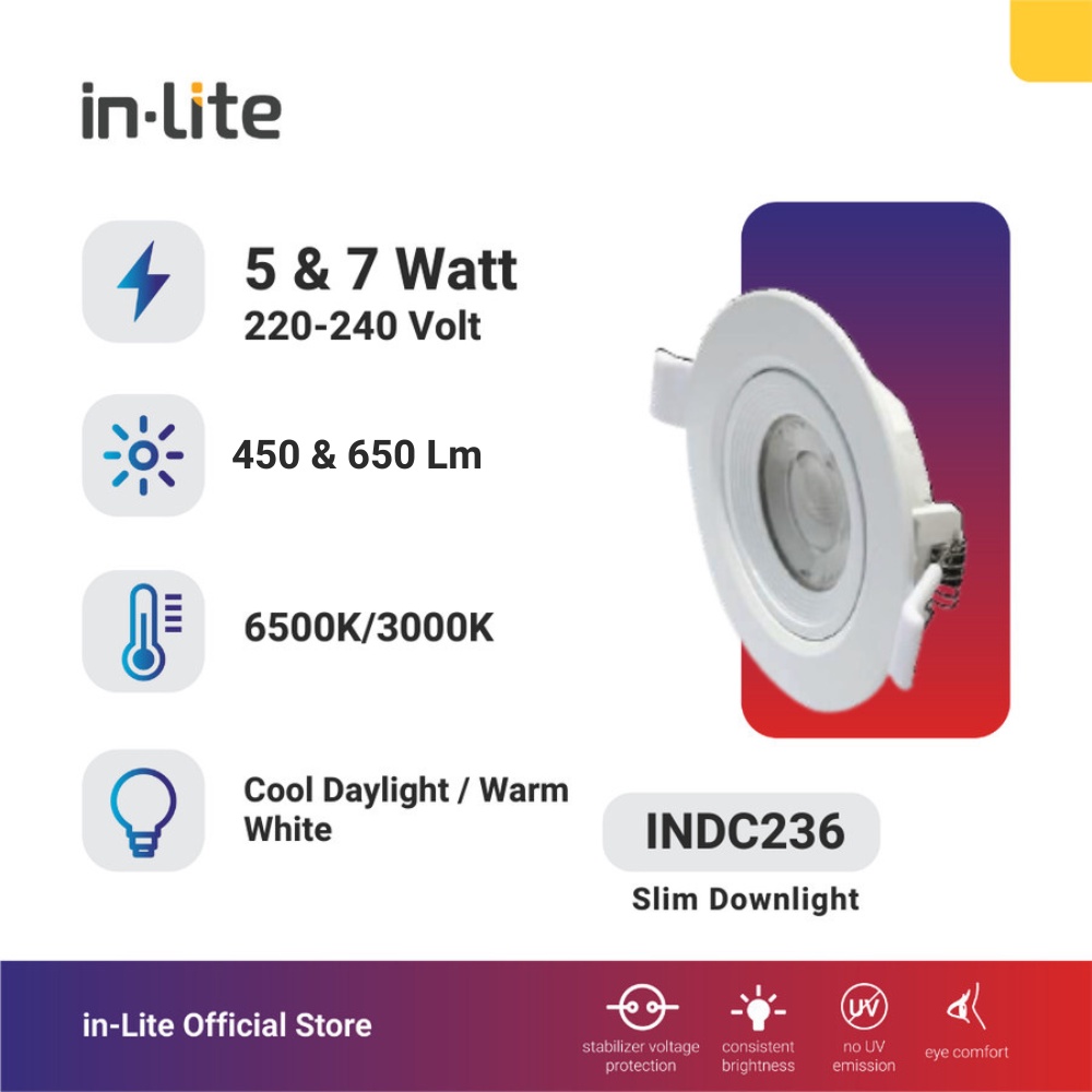 Jual InLite Lampu Slim Downlight INDC236 - 5-7 watt | Shopee Indonesia