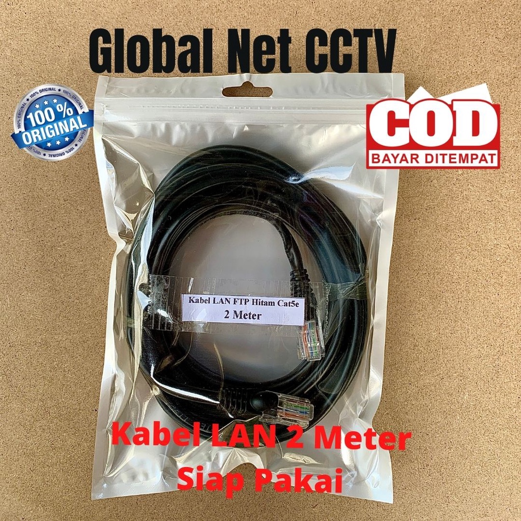Jual Kabel LAN 2 Meter Cat5e 2 M 2M UTP FTP Kabel Network 2 Meter Hitam Outdoor Siap Pakai ...