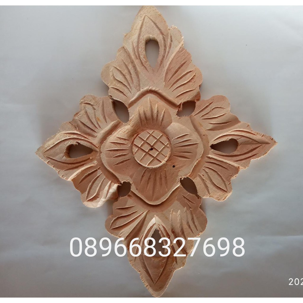 Jual ukiran jepara tempel motif semanggi bahan kayu mahoni ukuran 20x15 ...
