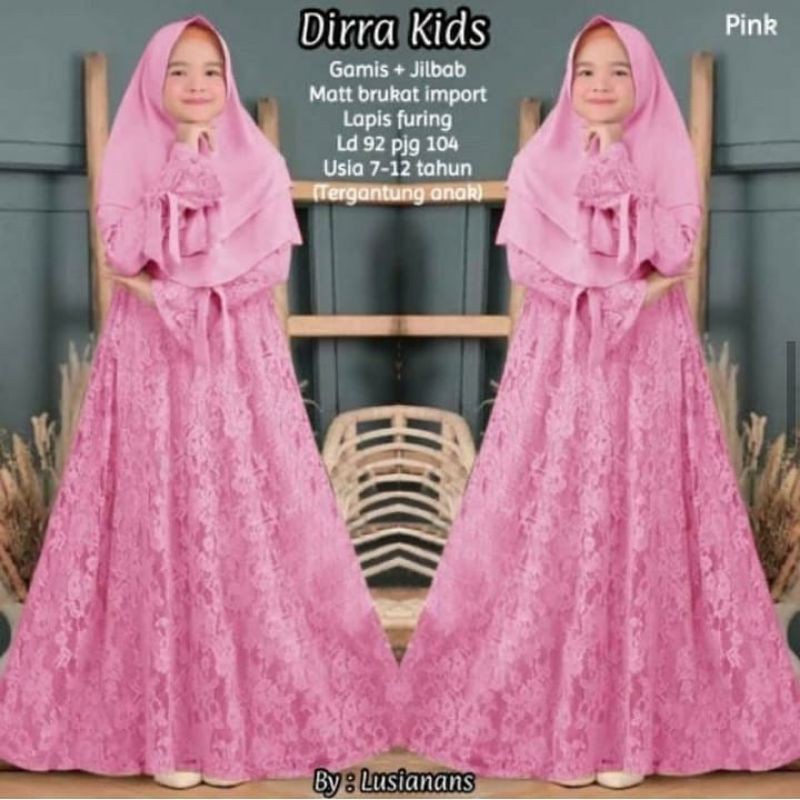 Jual REAL PICT Dirra Kids Syari Brukat Baju gamis kebaya Anak size L ...