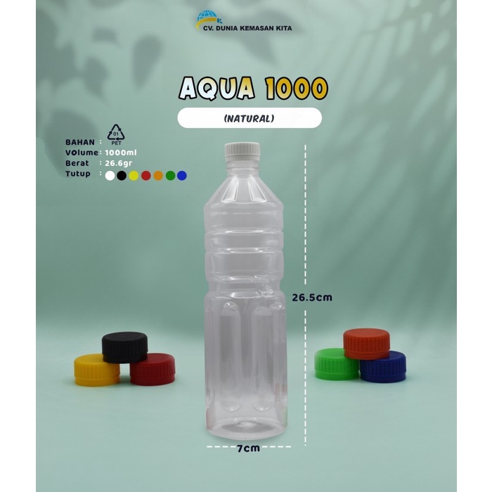 Jual Botol Plastik Aqua 1000 DM 1 PACK 60 pcs - Botol Air Mineral 1000 ...
