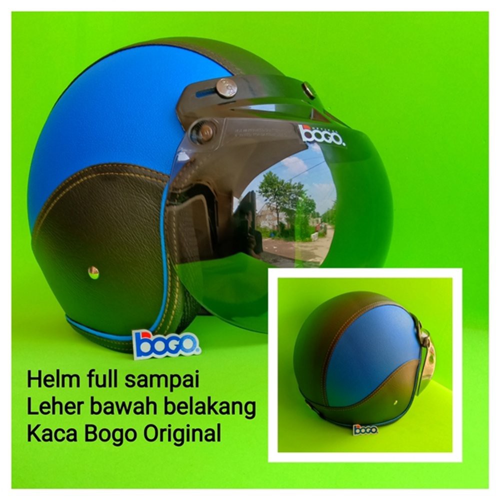 Jual Helm Bogo Retro Kulit Dewasa Kaca Bogo Original Warna Hitam Biru ...