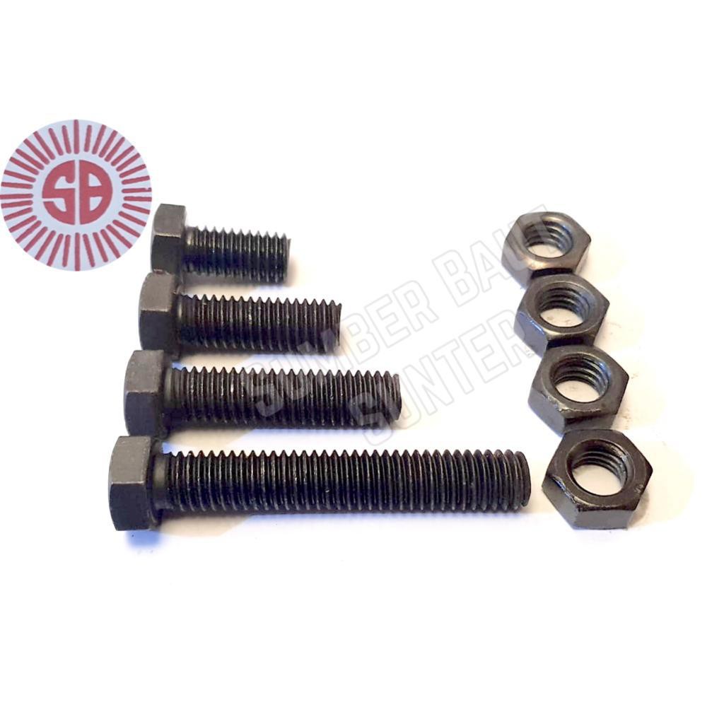 Jual 3/8" x 1" Baut Mur Hexagon Besi Hitam UNC Kunci 14 Drat Kasar | Shopee Indonesia