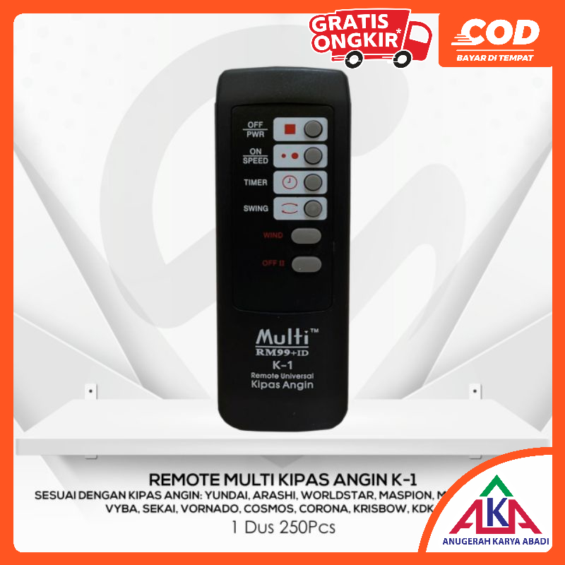 Jual Remote Kipas Angin Multi Universal Remot Kipas Arashi Miyako Sekai ...
