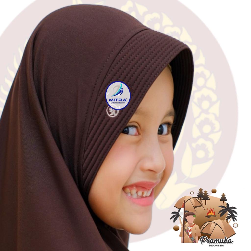 Jual Jilbab Coklat Anak Perempuan Kerudung Coklat Anak Perempuan Hijab Seragam Pramuka Anak ...