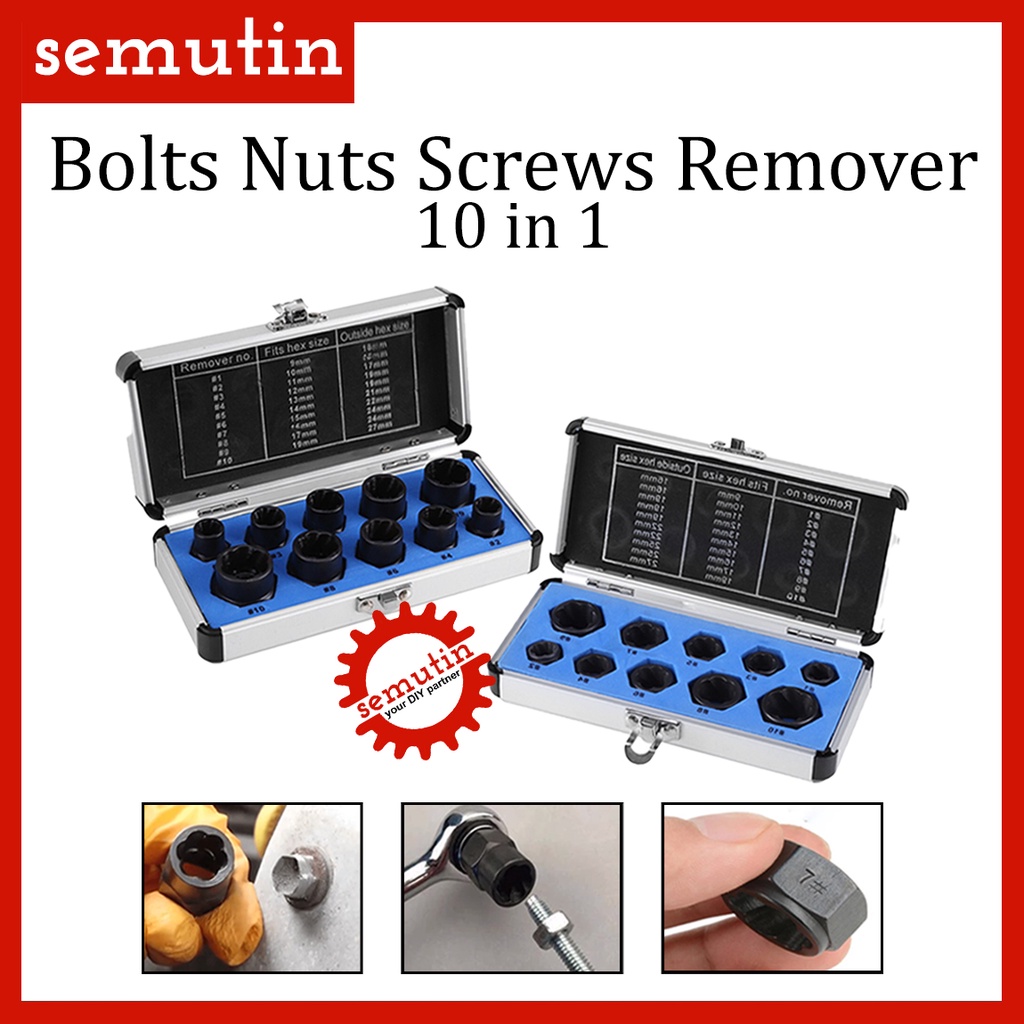 Jual Damaged Bolt Nut Screw Remover 10 in 1 / Bolts Nuts Screws / Bolst ...