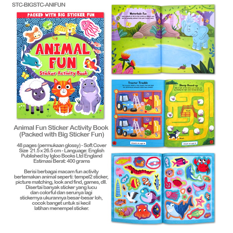 Jual BUKU STICKER : Animal Fun Sticker Activity Book (Packed with Big ...