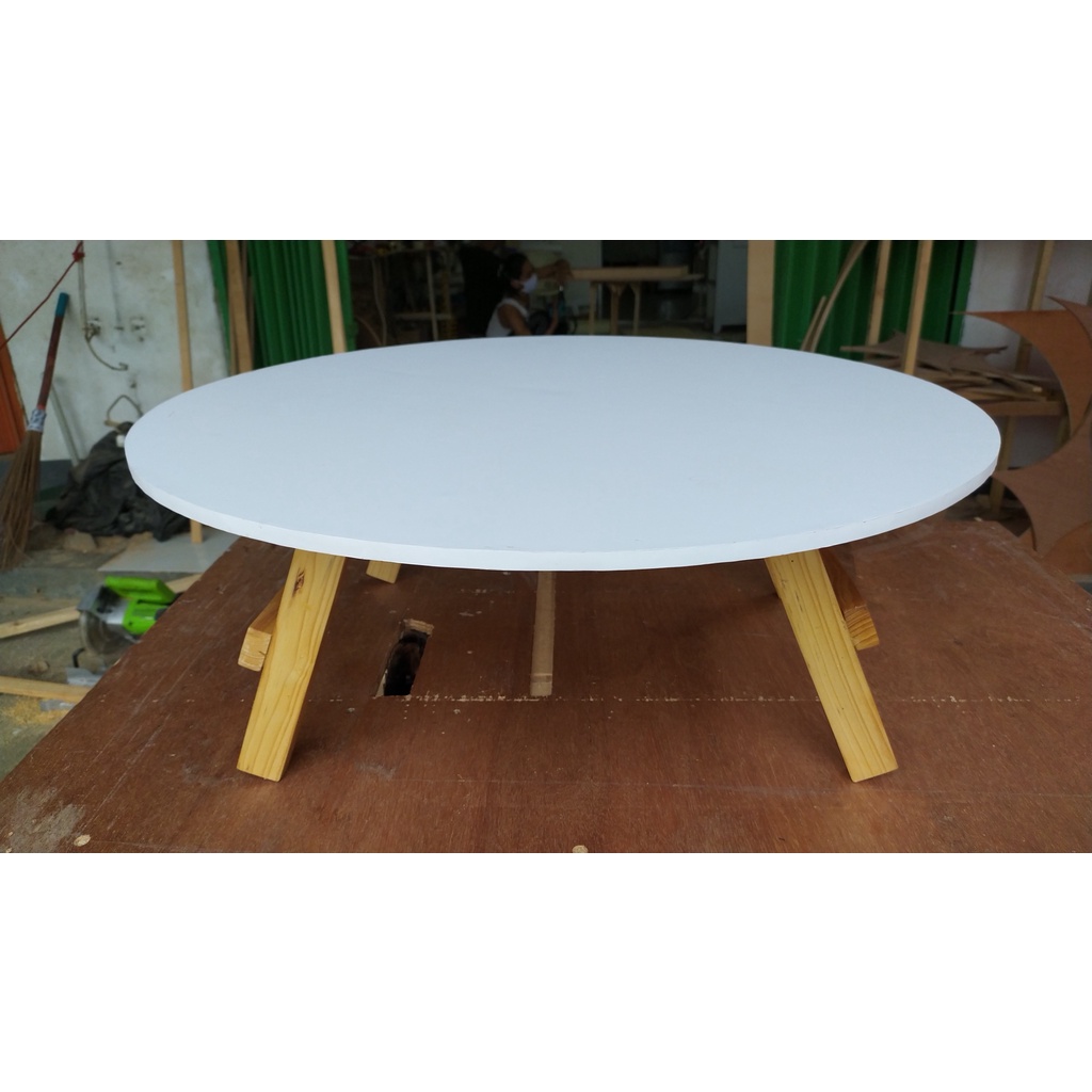 Jual Meja lipat bulat full Putih - Diameter 70CM | Shopee Indonesia