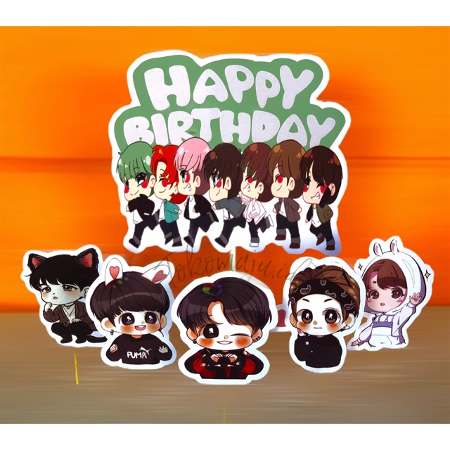 Jual Topper Kue Happy Birthday K-Pop BTS / Topper Kue Ulang Tahun K-Pop ...