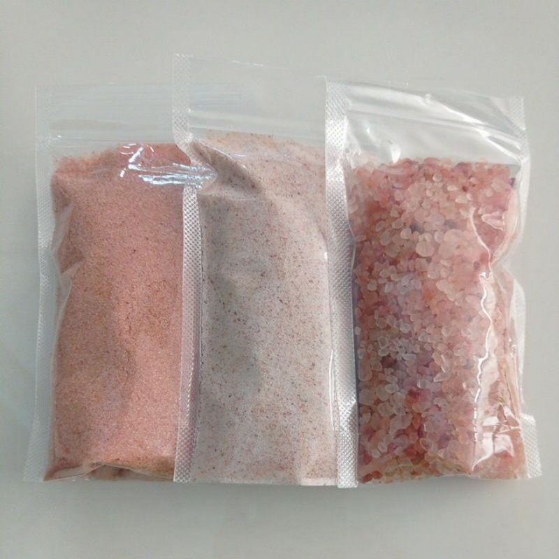 Jual Himalayan salt repack standing pouch 250gr, rocks, coarse and fine ...