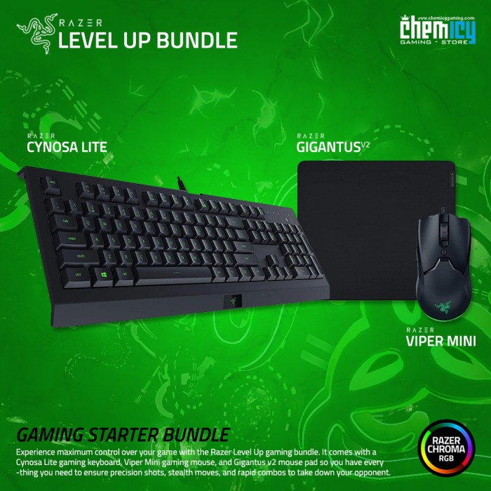 Jual Razer Level Up Gaming Bundle : Cynosa Lite + Viper Mini + Gigantus V2 | Shopee Indonesia