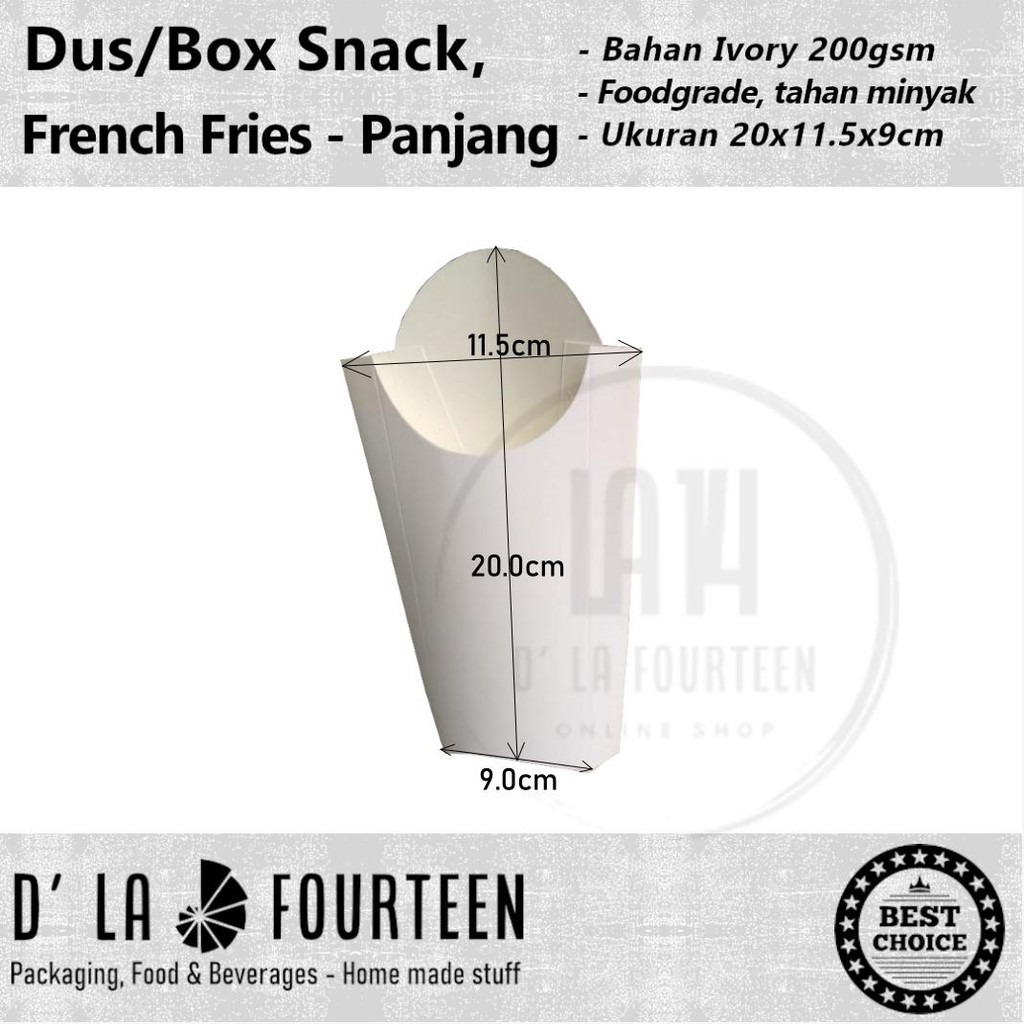 Jual Kemasan Kentang Goreng Panjang / Dus Kentang Goreng Panjang / Box ...