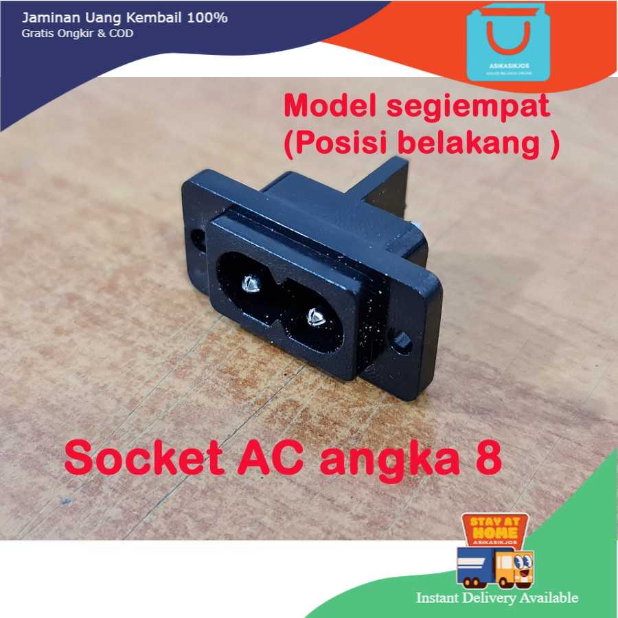 Jual Socket AC Angka 8 female model segiempat ( posisi belakang ) ac cord | Shopee Indonesia