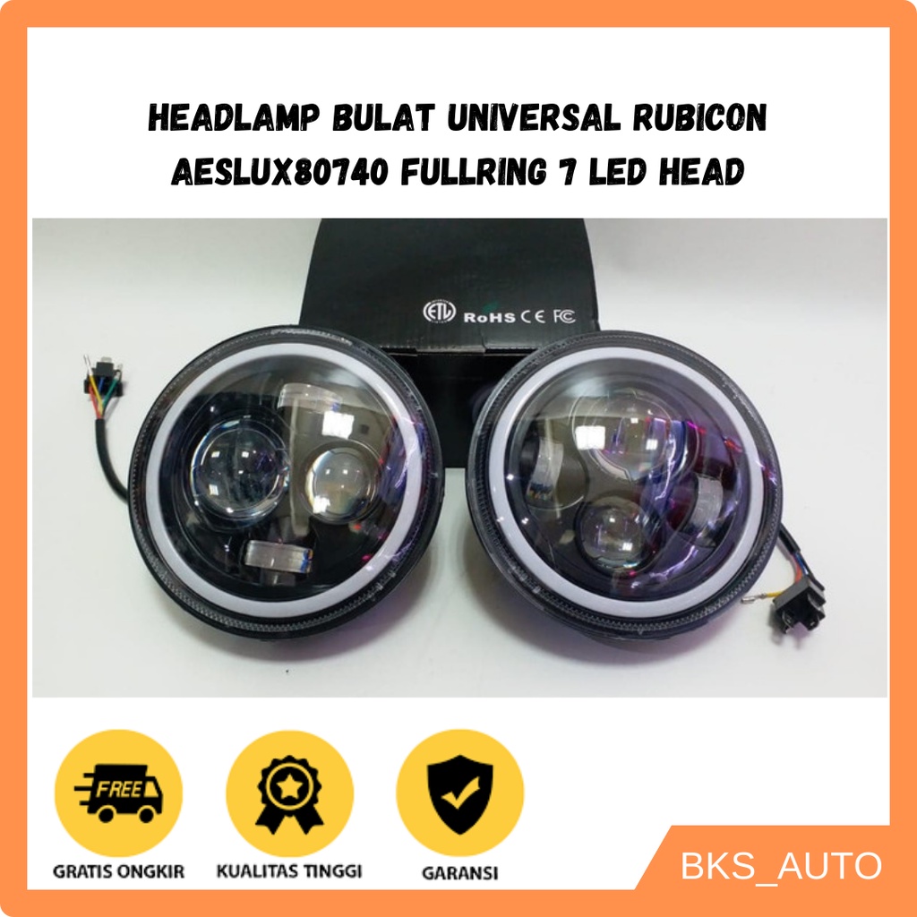 Jual LAMPU JEEP JIMMY HEADLAMP BULAT UNIVERSAL RUBICON FULLRING 7 LED ...