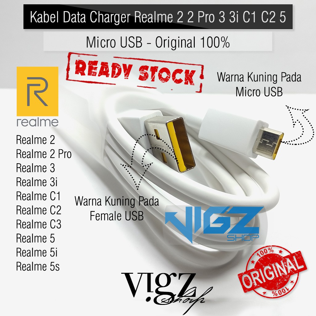 Jual Kabel Data Charger Realme 2 2 Pro 3 3i C1 C2 C3 5 5i 5s 2A Micro USB Original 100% | Shopee ...