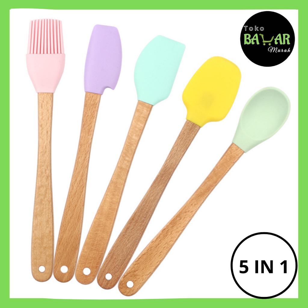 Jual Spatula Set Mini 5 In 1 Silikon / Sutil Spatula Silikon Mini Set 5 ...