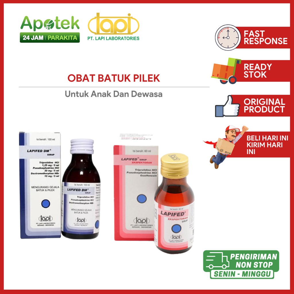 Jual Lapifed Sirup Pilek/ Batuk Ekspektoran Anak dan Dewasa 60 ml ...