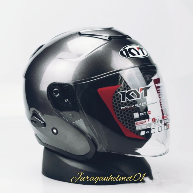 Jual helm half face kyt kyoto gunmetal original | Shopee Indonesia